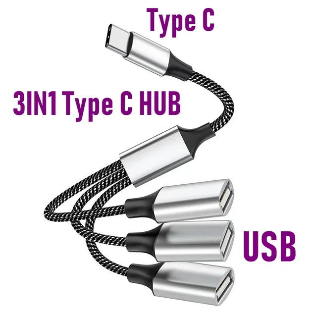 Multi USB Hub Extensions 4 Port Type C Hub USB Splitter Fast Data ...
