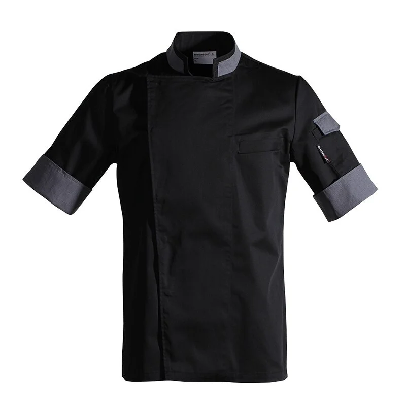 Unisex-Chef-Jacket-Men-Women-Cook-Coat-Black-Restaurant-Uniform-Hotel ...