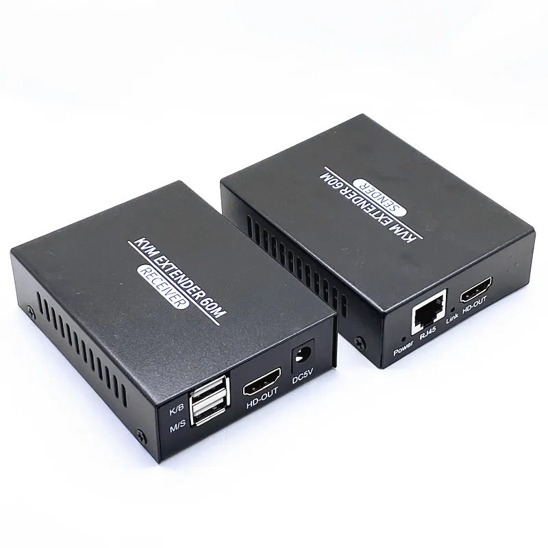 1 Set KVM Extender 60M Ethernet Lan Cable Withe 1080P 150M USB KVM HDMI ...