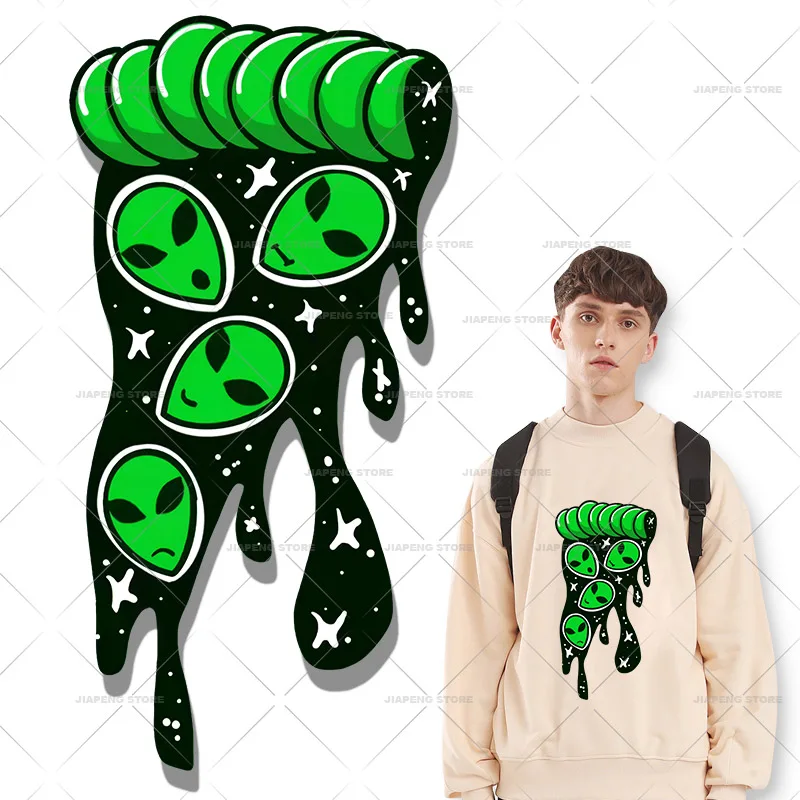 Alien Pizza Patches Iron on Transfers for Clothes Funny Cool Heat ...