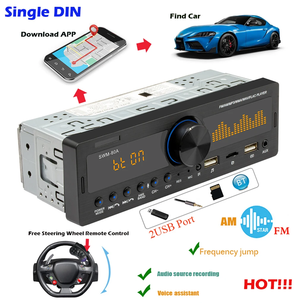 Generic Single Din Mp3 Player Vehicle Front In-Dash Bluetooth ...