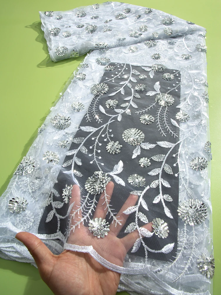 African-Nigerian-Mesh-Lace-Fabric-2024-Latest-French-Mesh-Sequins-Lace ...
