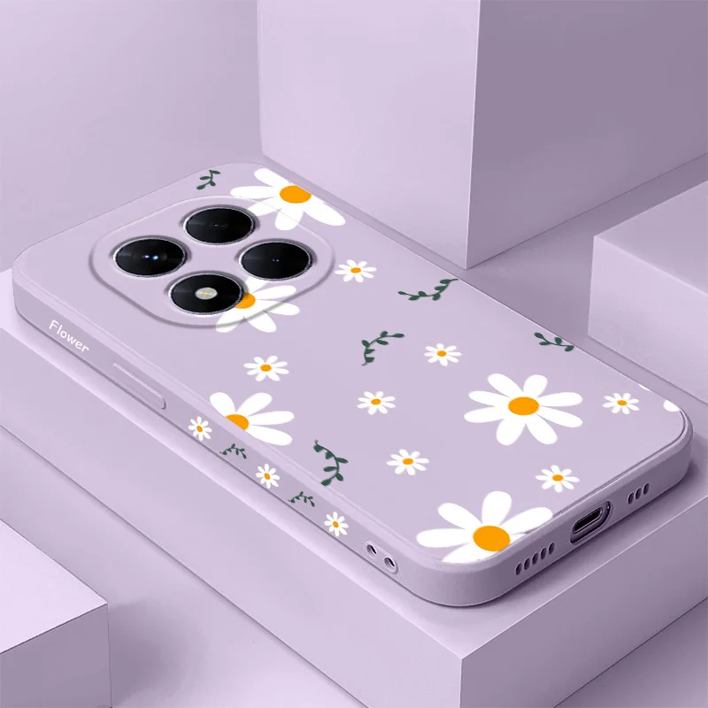 Grass Daisy Silicone Phone Case Cover for Poco X6 Pro (White)