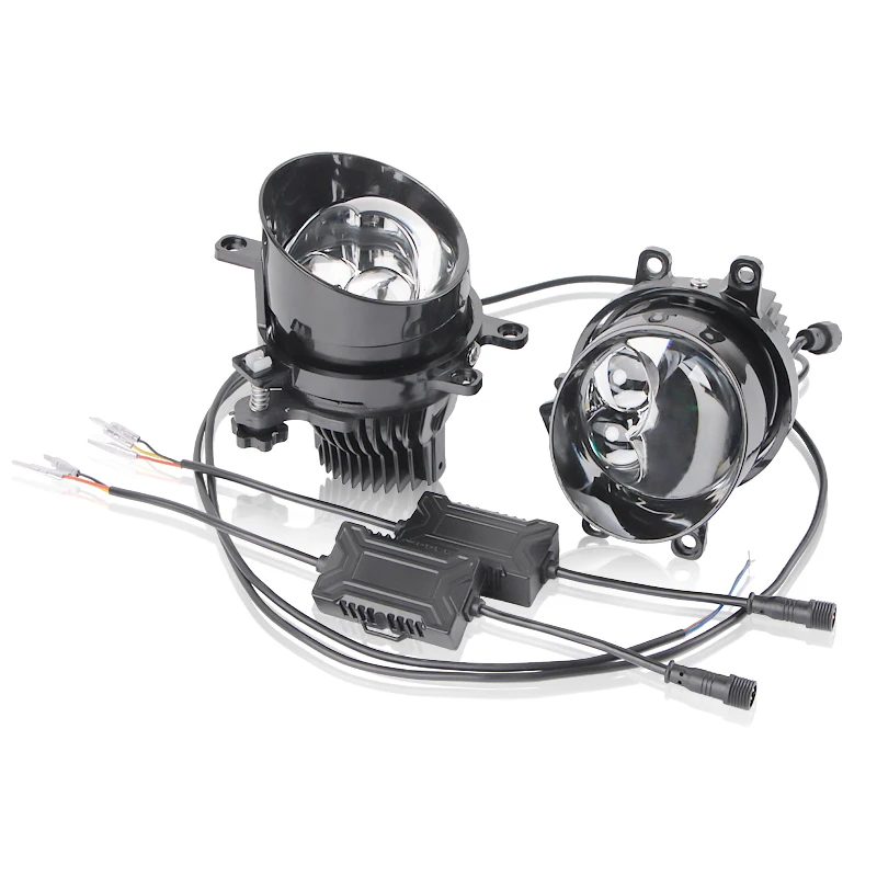 2PCS 3Inch Bi LED Fog Lights Lens 80W Super Bright White Light Bi LED ...