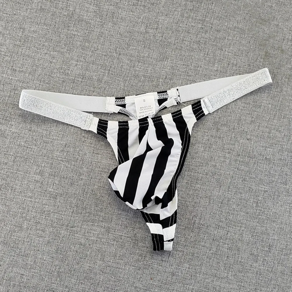 Thin Waistband Men's Sexy Zebra Thong Bugle Pouch Underwear Comfortable ...