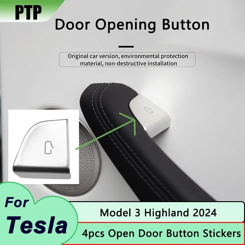 4pcs-Car-Open-Door-Button-Stickers-for-Tesla-Model-3-Highland-2024-Door ...
