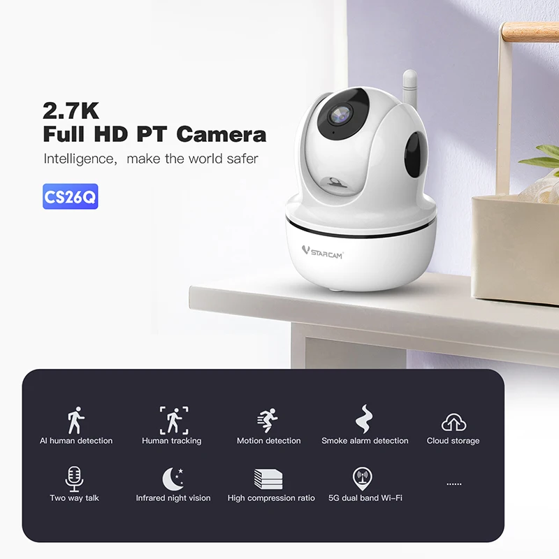 Vstarcam Cs26q Ip Camera 5mp Ip Camera 2.4g 5g Wifi Camera Ir Night ...