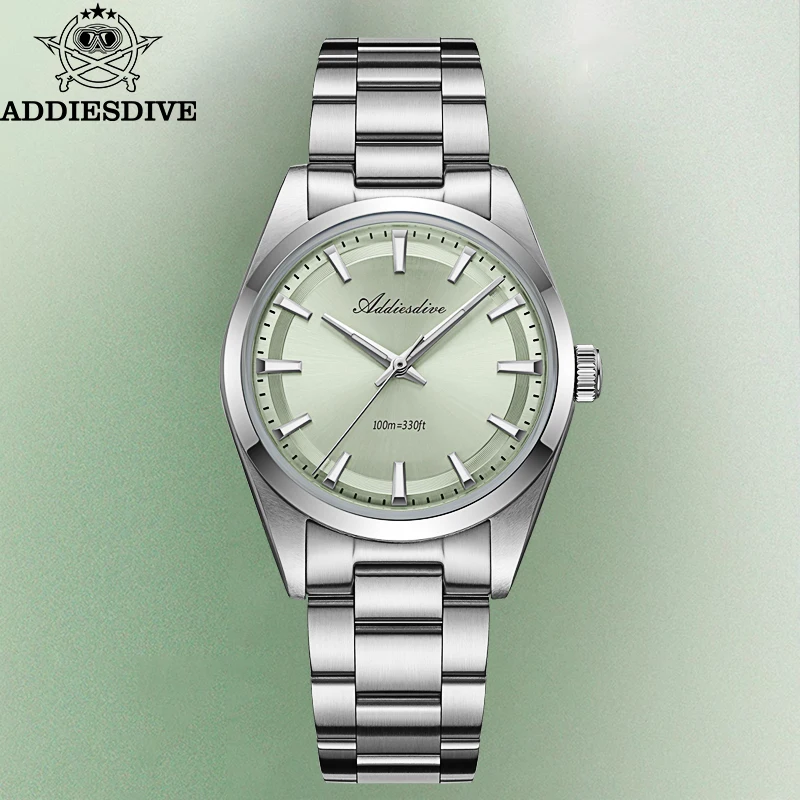 ADDIESDIVE Men‘s Watch AR Coating Domed Glass Mint Green Dial 100m ...