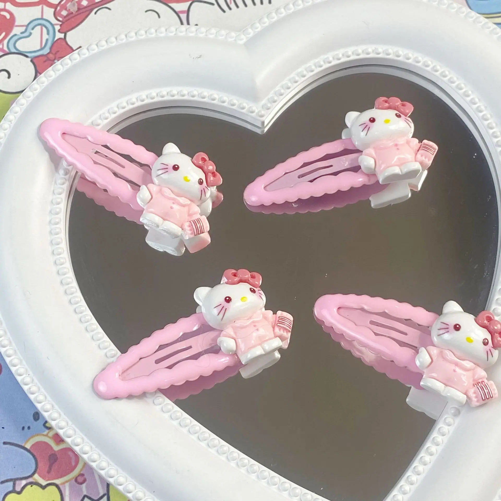 Kawaii-Sanrio-Pink-Cartoon-Hello-Kitty-BB-Clip-Sweet-All-match-Girly ...