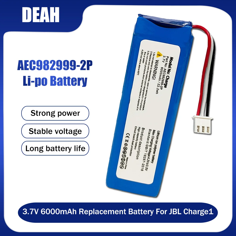 1 10PCS 3.7V 6000mAh AEC982999 2P Li polymer Battery For JBL Charge 1 ...