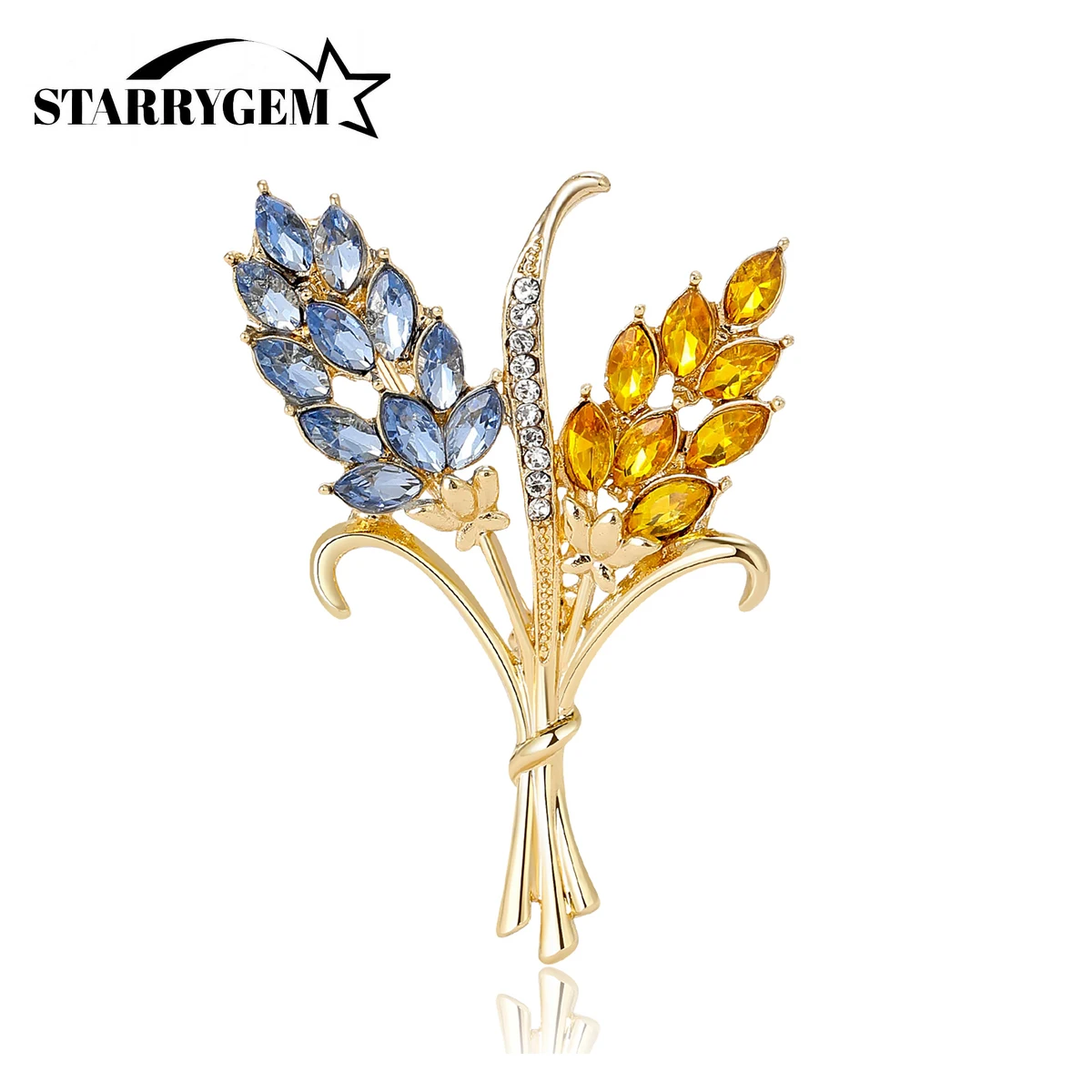 Rhinestone-Wheat-Ear-Pin-for-Women-Unisex-Two-Wheats-Brooches-Plant ...