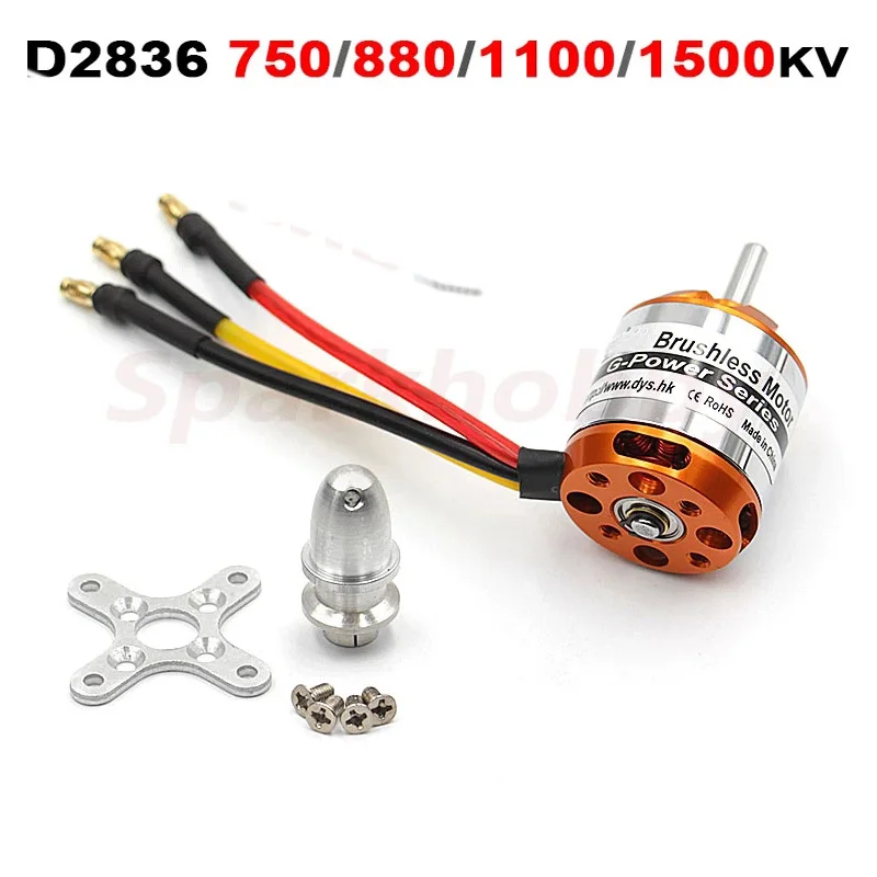 D2836 2836 750/880/1100/1500KV 2-4S Lipo FPV Brushless Motor 4mm Shaft ...