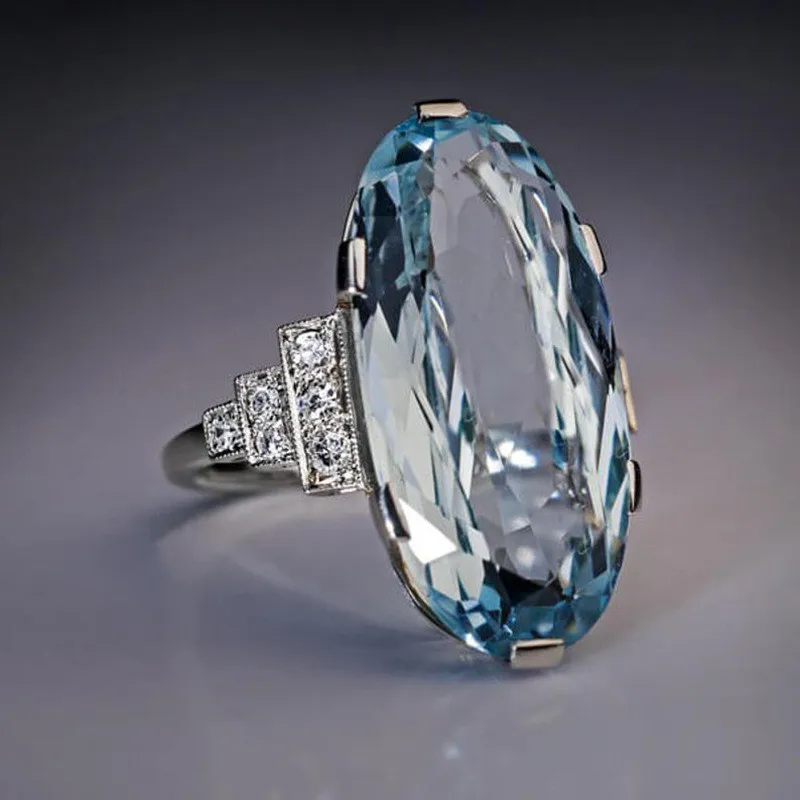 Anillo-de-boda-azul-de-Plata-de-Ley-925-para-mujer-banda-de-piedra ...