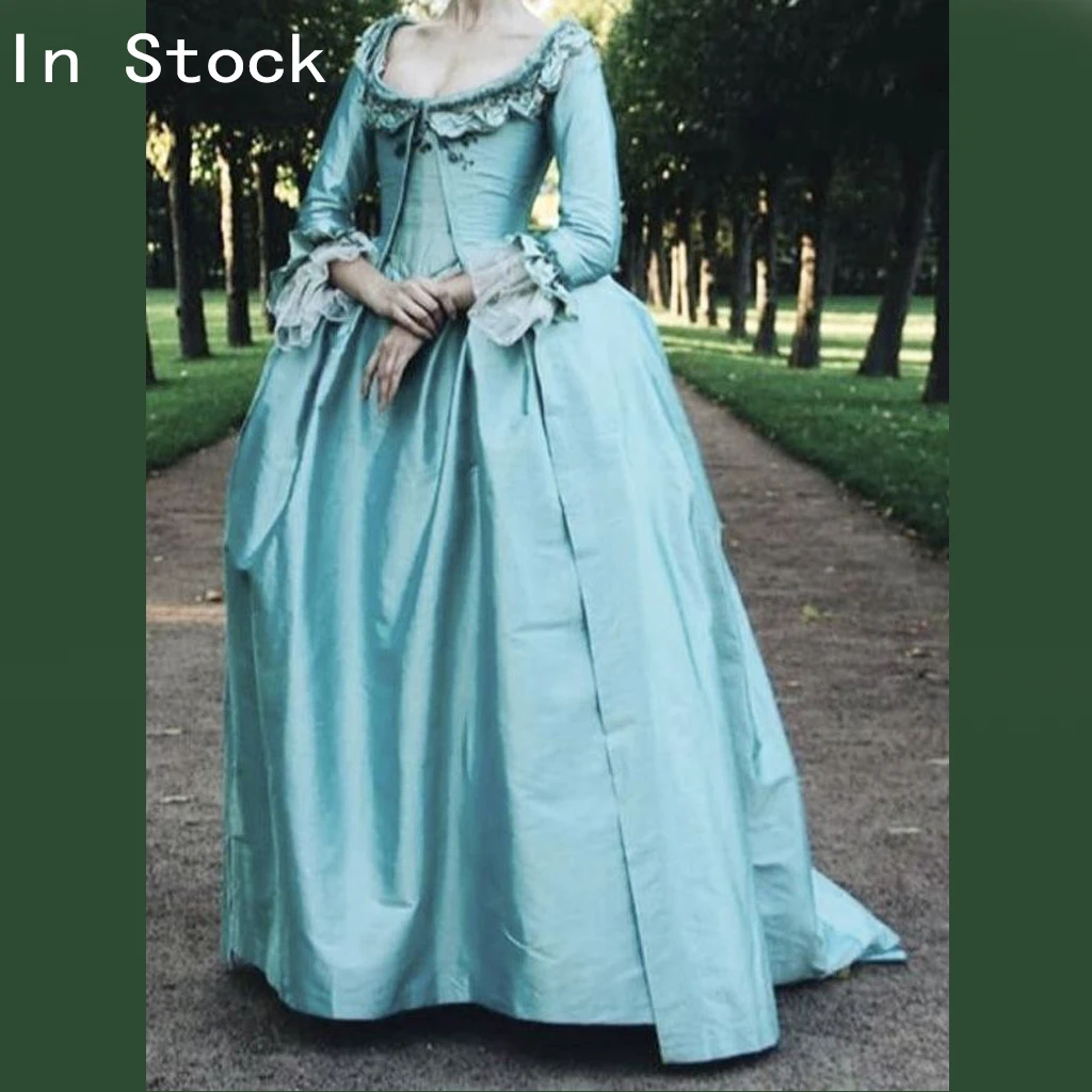 (in stock) 17th Century Dresses Baroque Blue Dress Gown Medieval ...