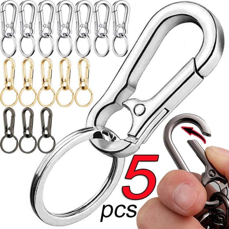 1-5pcs-Waist-Hanging-Key-Rings-Stainless-Steel-Holder-Keychains-Buckle ...