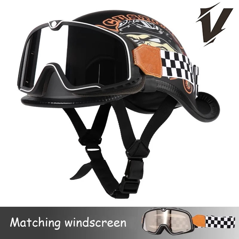 VGV L08 Retro style motorcycle helmet, personalized design with a ...