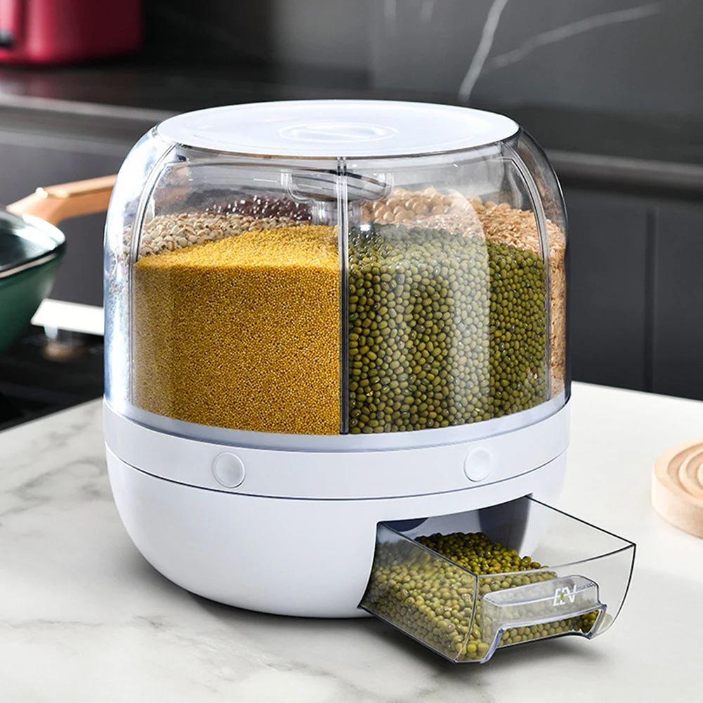 360-Rotating-Grain-Dispenser-Rice-Barrel-Bulk-Cereal-Separated-Jar ...