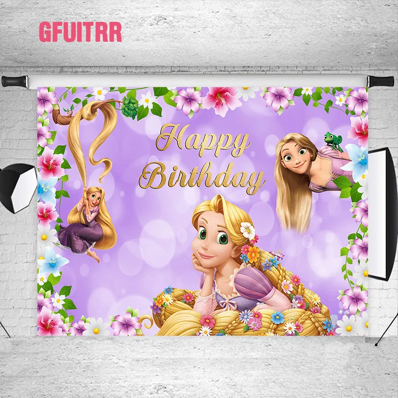 Tangled Rapunzel Photography Backdrop Girl Birthday Photo Backdrop ...