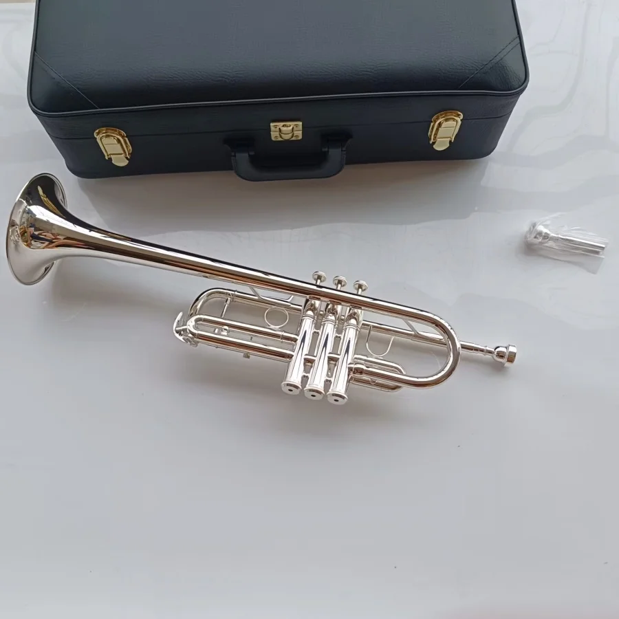 Silver Plated trumpet Drop C tone professional performance level ...