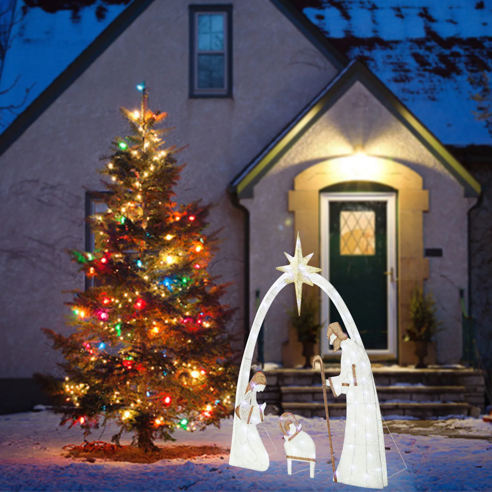 Lighted-Christmas-Outdoor-Light-Christmas-Scene-Silhouette-Indoor ...