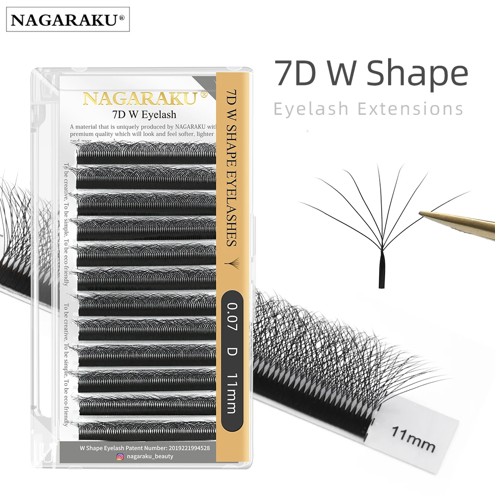 NAGARAKU 7D W Shape Premade Flower Eyelash Extensions Natural Soft ...