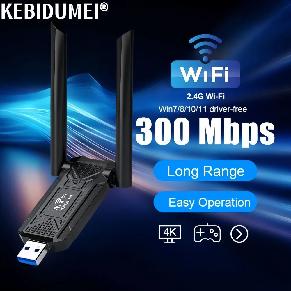 2-4G-300Mbps-Wireless-USB-WiFi-Repeater-Extender-WiFi-Signal-Amplifier ...