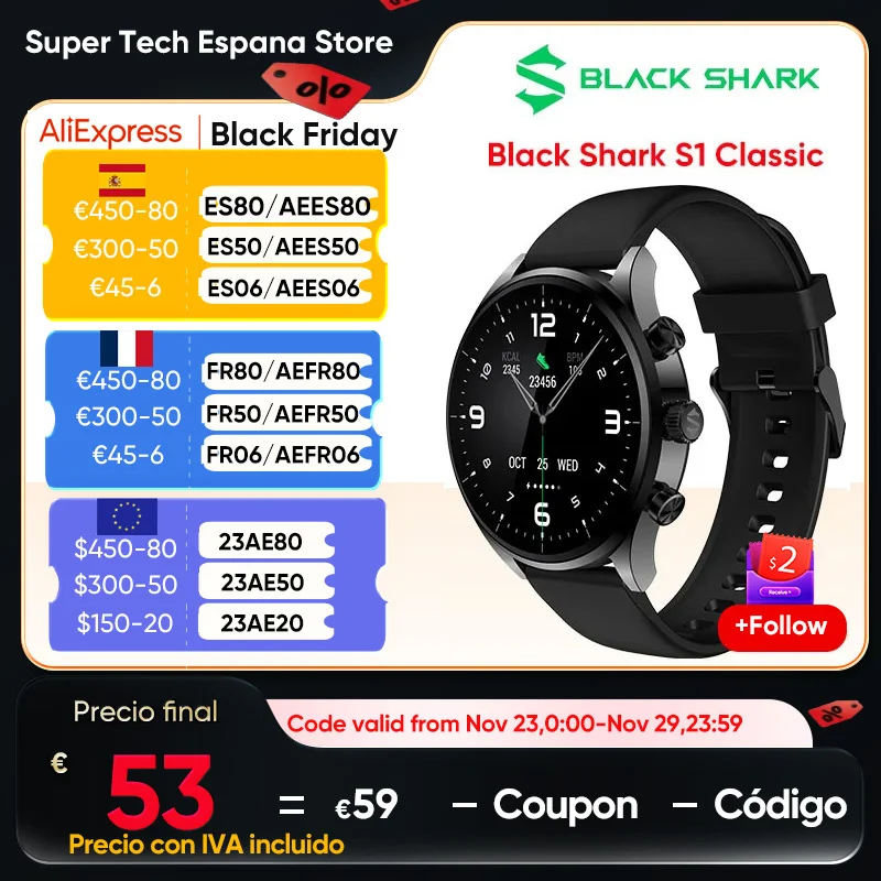 Black-Shark-S1-Classic-Smartwatch-1-43-AMOLED-Screen-12-day-Battery ...