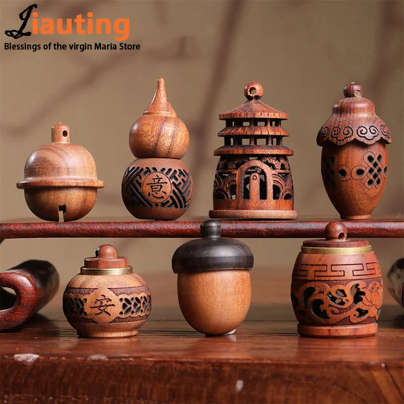 Natural Wood Lotus Shape Perfume Bottle Incense Expanding Mini ...