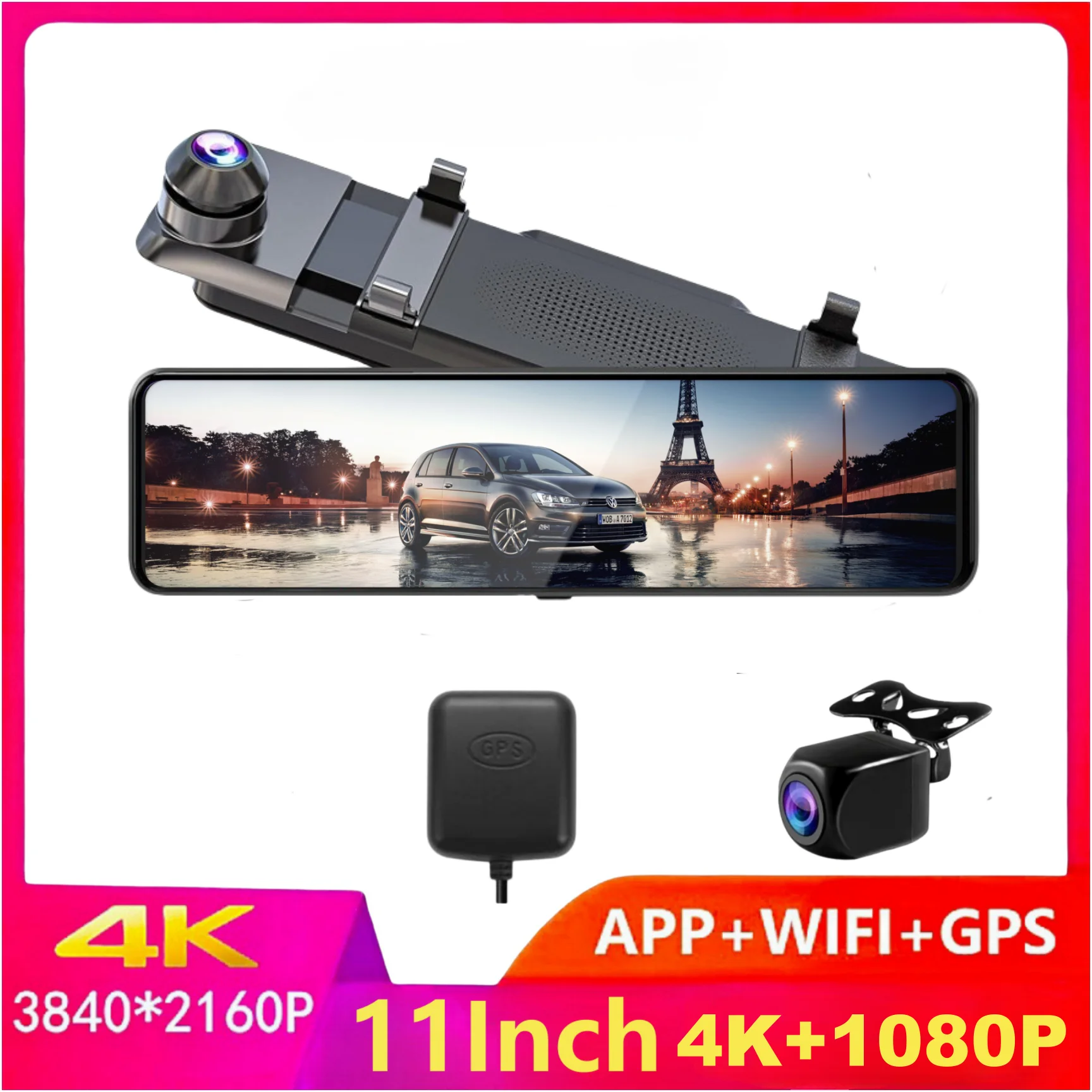 4K-3840-2160P-11-Inch-Car-DVR-Dash-Cam-WIFI-GPS-Sony-IMX415-Rear-View ...