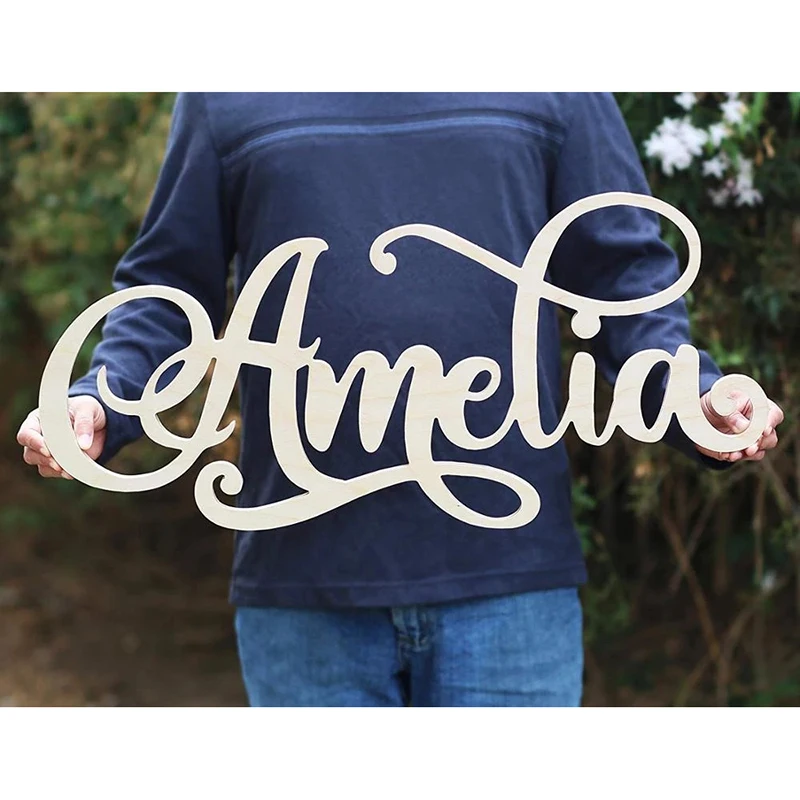 Wood Name Sign, Laser Cut Name Sign, Word Cut Out Name Sign, Nursery ...