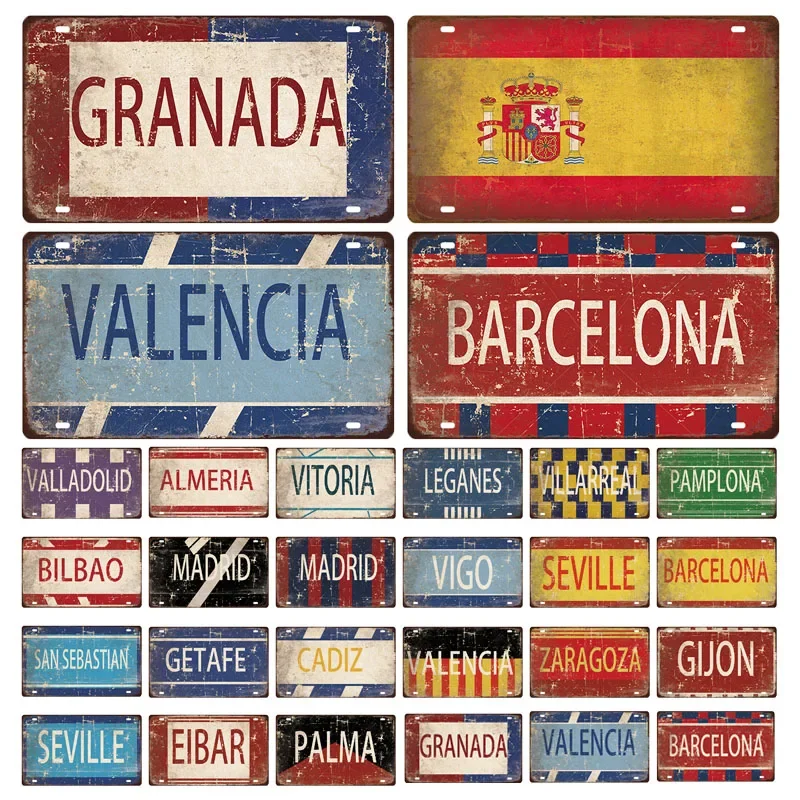 Spain-City-Metal-Sign-Licenses-Plate-Plaque-Metal-Vintage-Tin-Sign ...