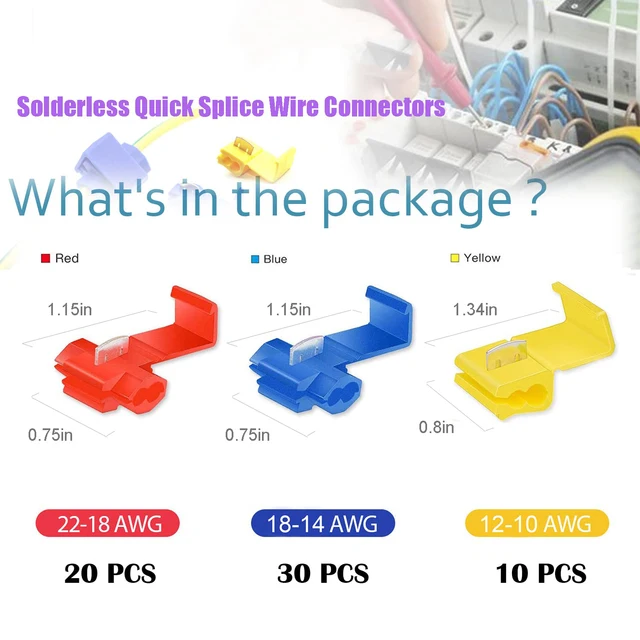 Solderless Wire Quick Splice Connector 60PCS Solderless Quick Splice
