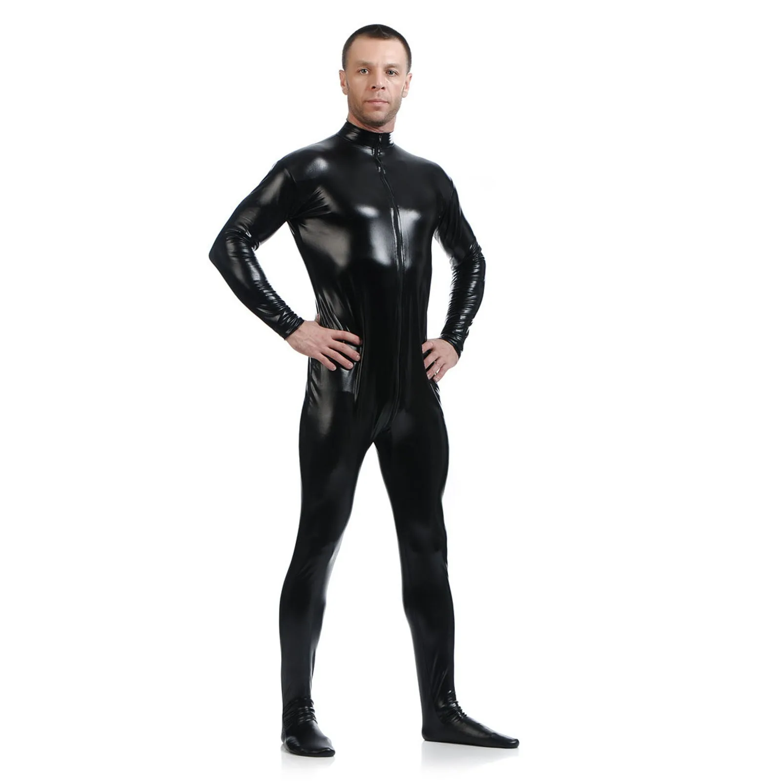 Adult Shiny Spandex Unitard Full Bodysuit Jumpsuit Unisex Zentai Suit ...
