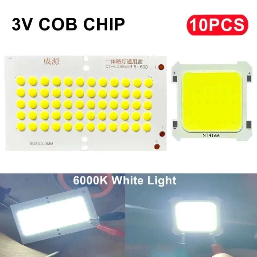 10 pcs White Light COB Lamp DC 3V Solar Light Source Chip LED Portable ...