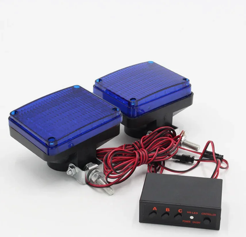 1 Set Blue POLICE Motorcycle Led driving flash light Fog light Moto ...