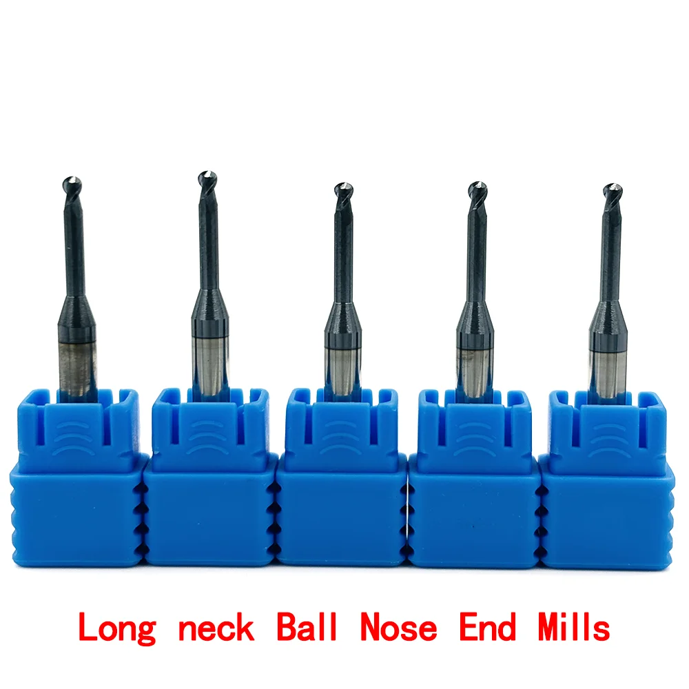 2flutes-HRC55-CNC-carbide-Long-neck-Ball-Nose-End-Mills-tungsten-steel ...