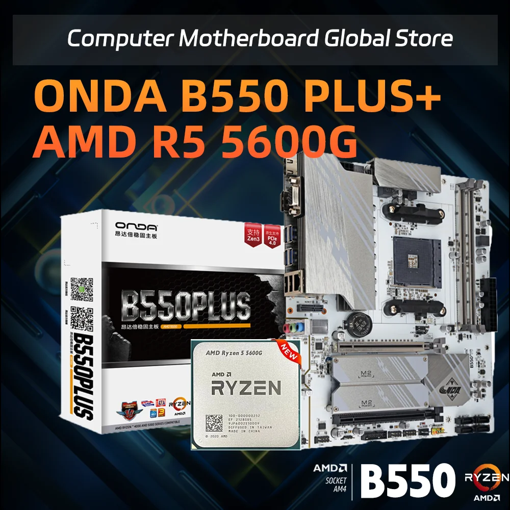 ONDA-B550-PLUS-soquete-do-processador-central-AMD-R5-5600G-AM4-DDR4 ...