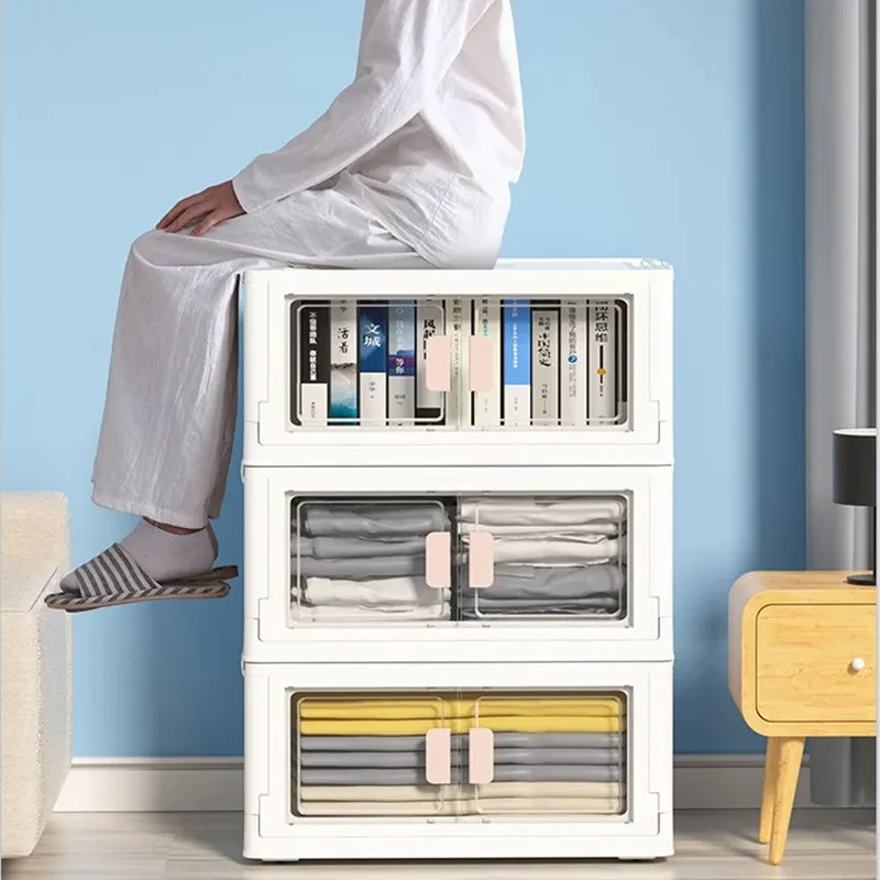 Large-Capacity-Single-Door-Open-Storage-Box-with-Lid-Wheels-Stackable ...