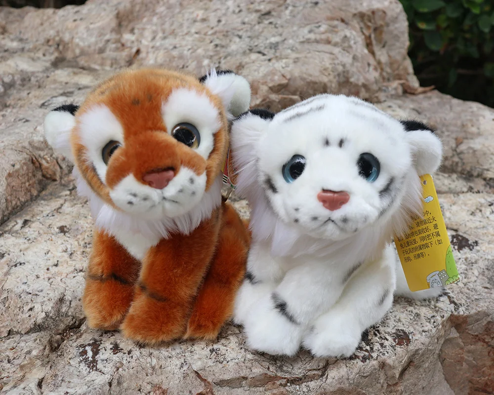Lifelike Tiger Plush Toys Cute Big Eyed Brown Tiger White Tiger Stuffed ...