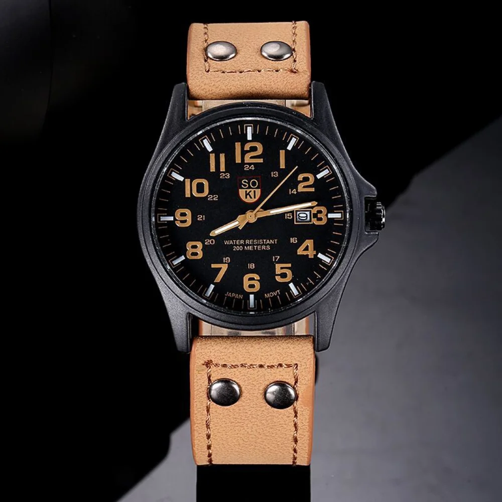2025 Vintage Classic Stainless Steel Waterproof Date Leather Strap Men ...