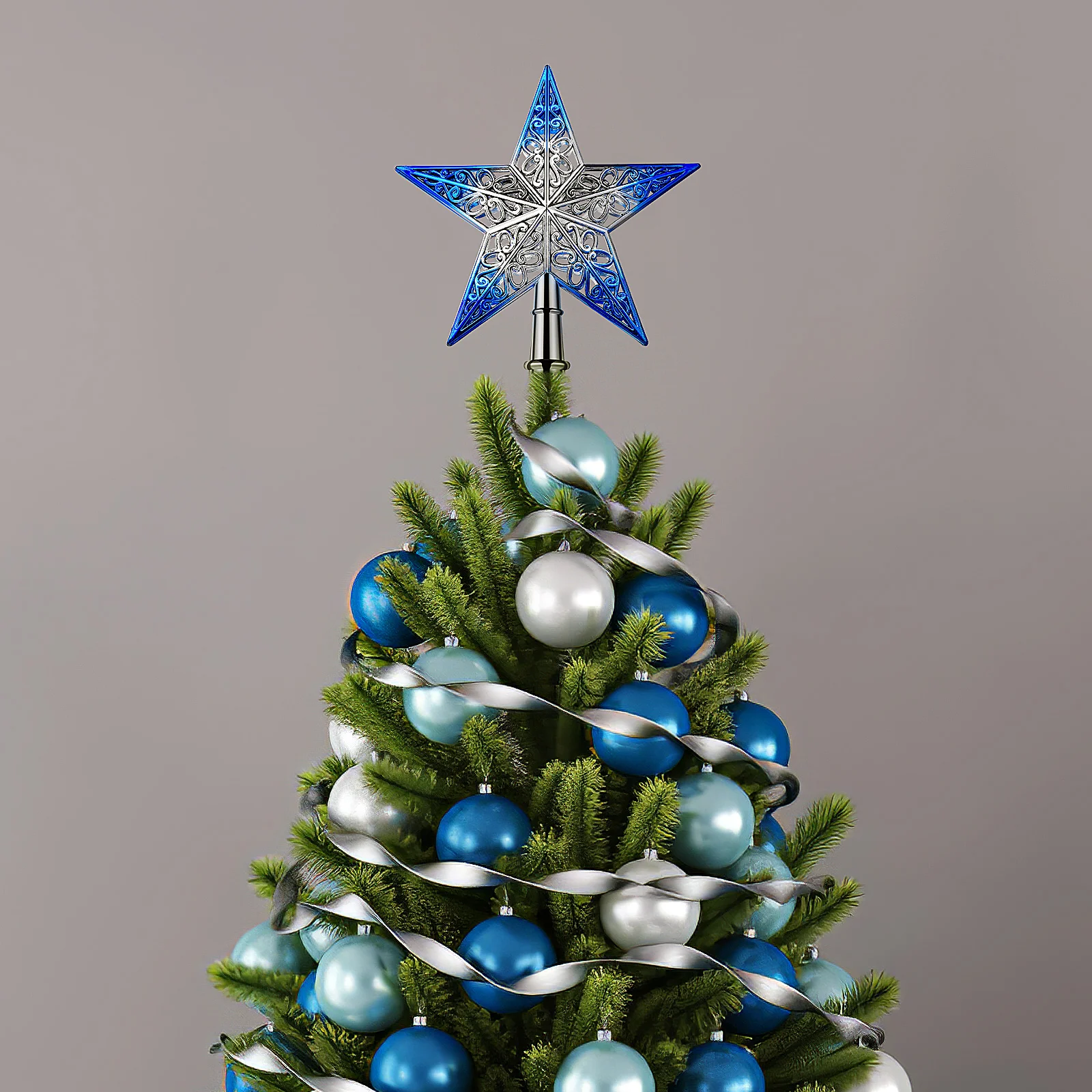 Blue And Silver Christmas Tree Topper