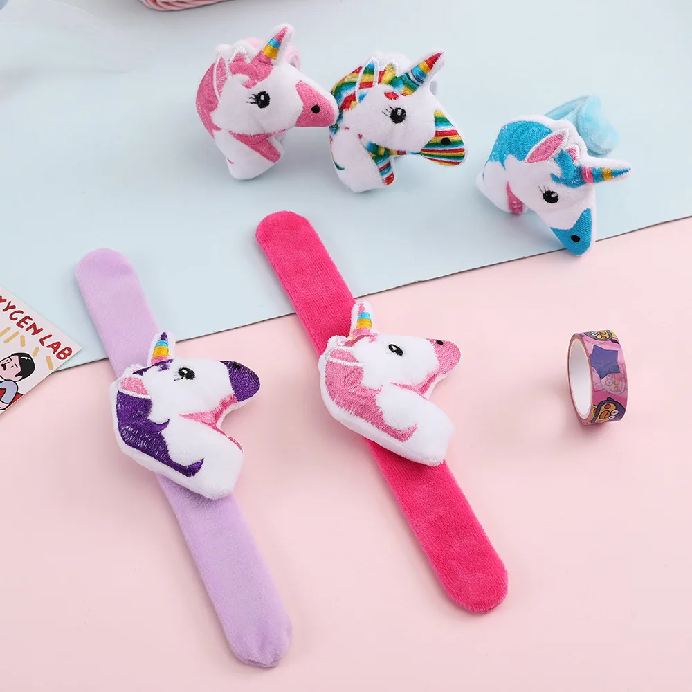 Kids Unicorn Slap Snap Wrap Wristband Band Bracelet Hand Ring Boy Vogue Plush Children Toy ...