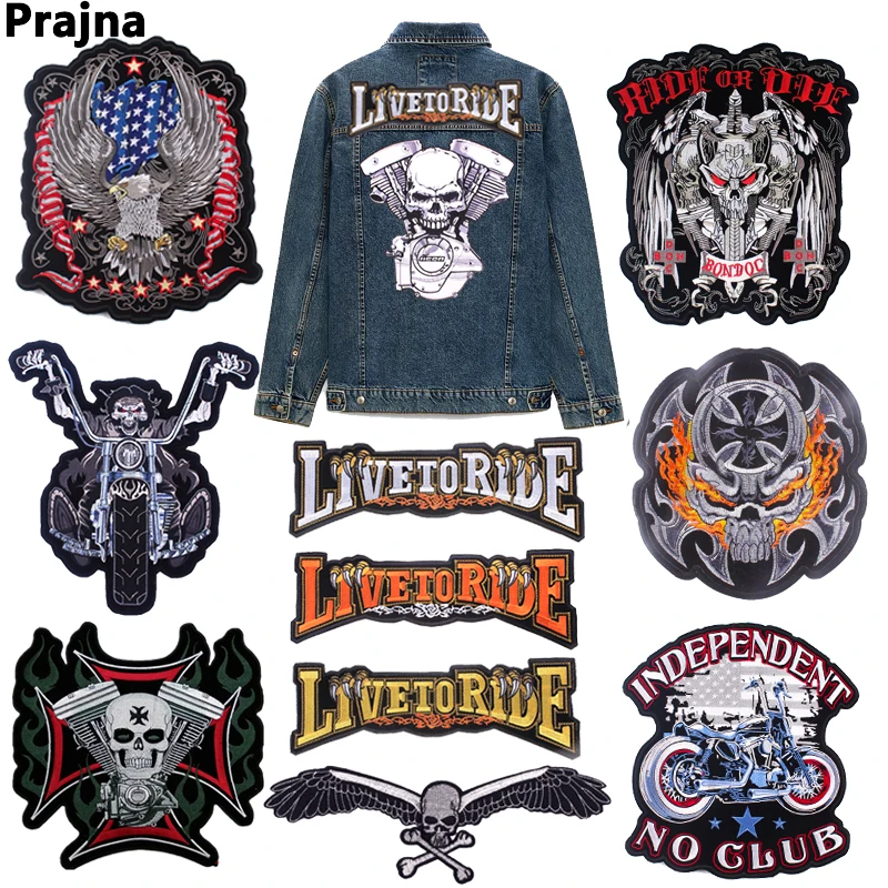 Skull Motorcycle Patches For Clothing Thermoadhesive Patches On Clothes ...