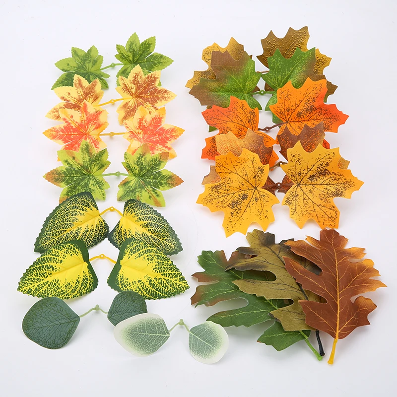 10Pcs-Artificial-Maple-leaves-Simulation-Fake-Autumn-Leaves-For-DIY ...