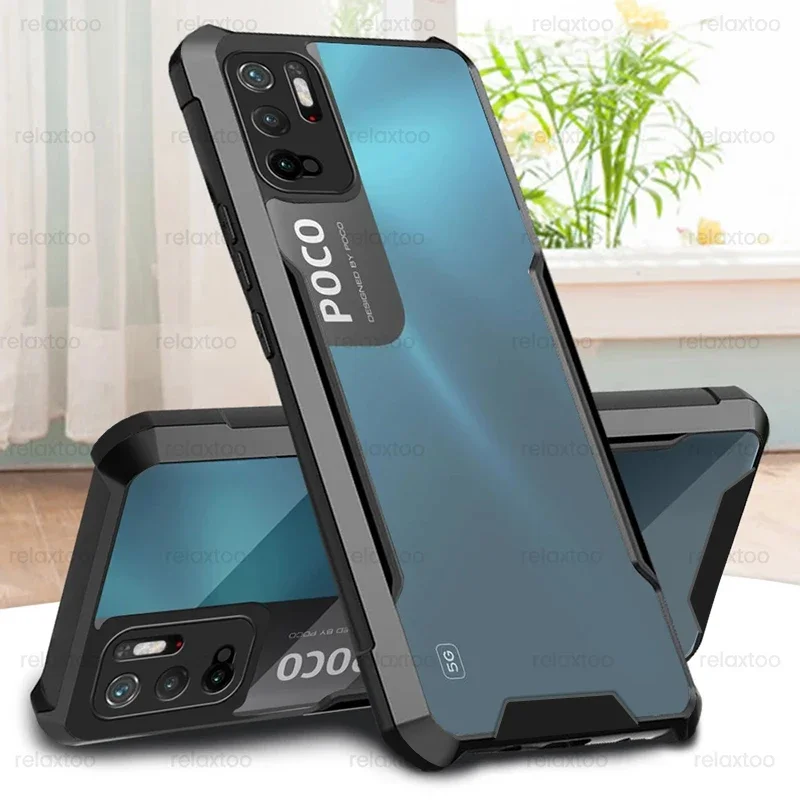 Clear Acrylic Heavy Duty TPU Bumper Back Covers For Poco M3 M4 Pro 5G ...