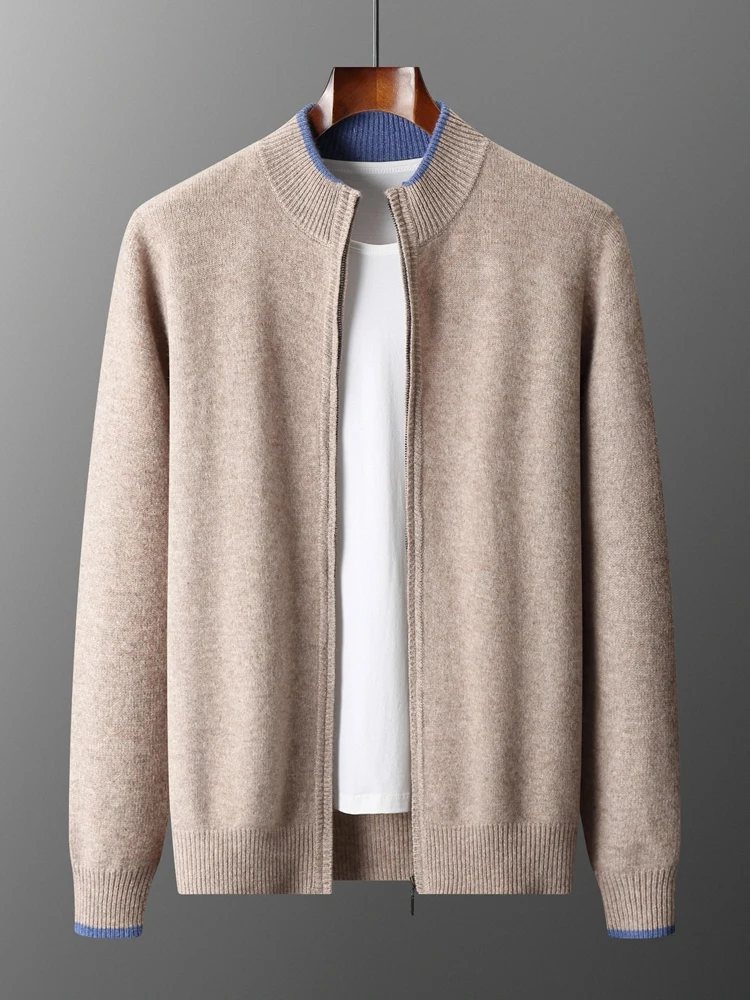 Men's 100% Merino Wool Coat Autumn Winter New Thick SweaterCasual ...