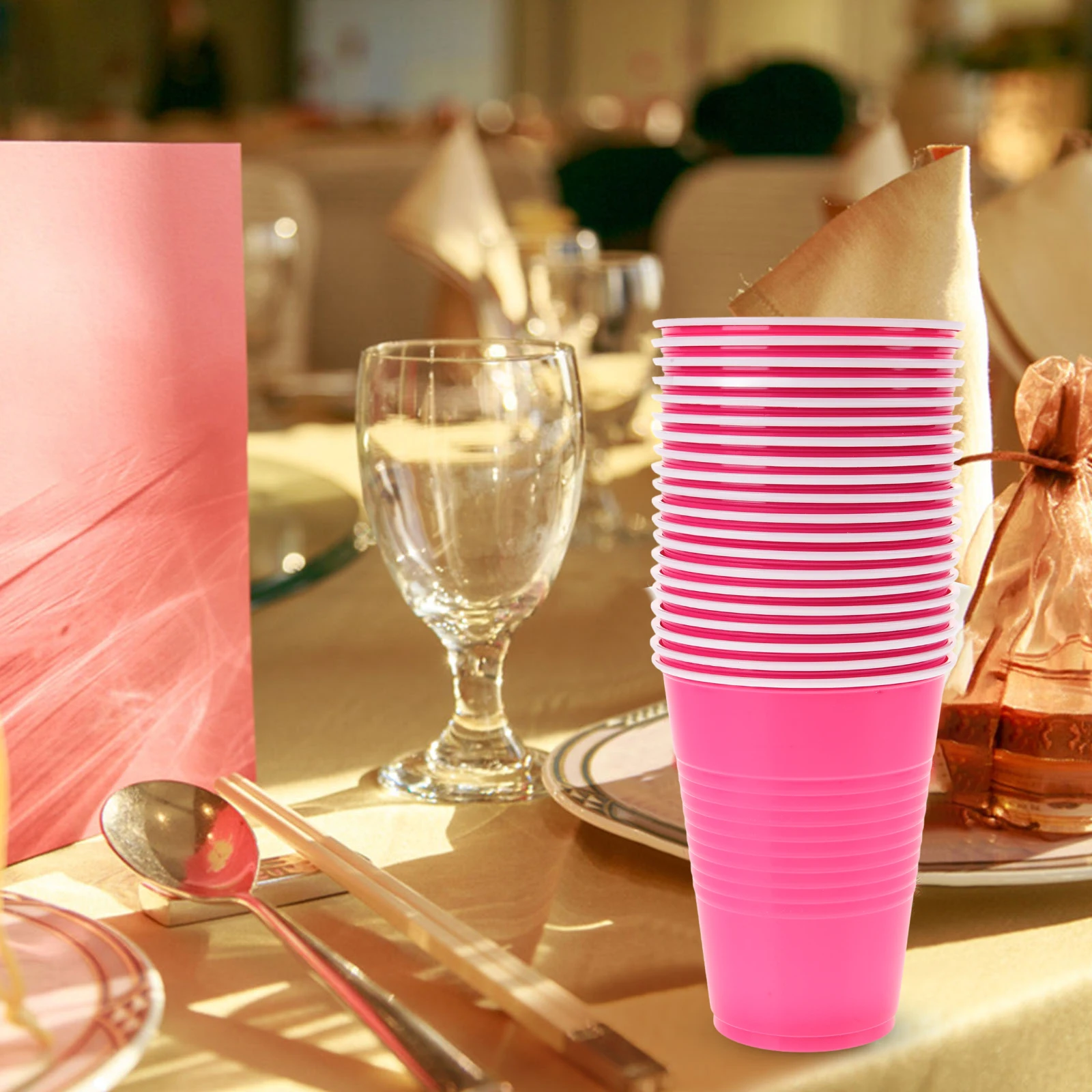 20 Pack 16OZ Plastic Party Cups Disposable Drinkware for Birthday ...