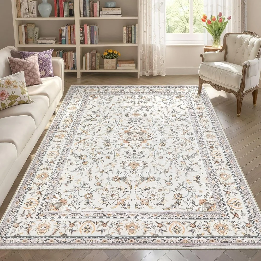Crystal velvet carpetArea Rug Living Room Rugs: Washable Vintage Floral ...