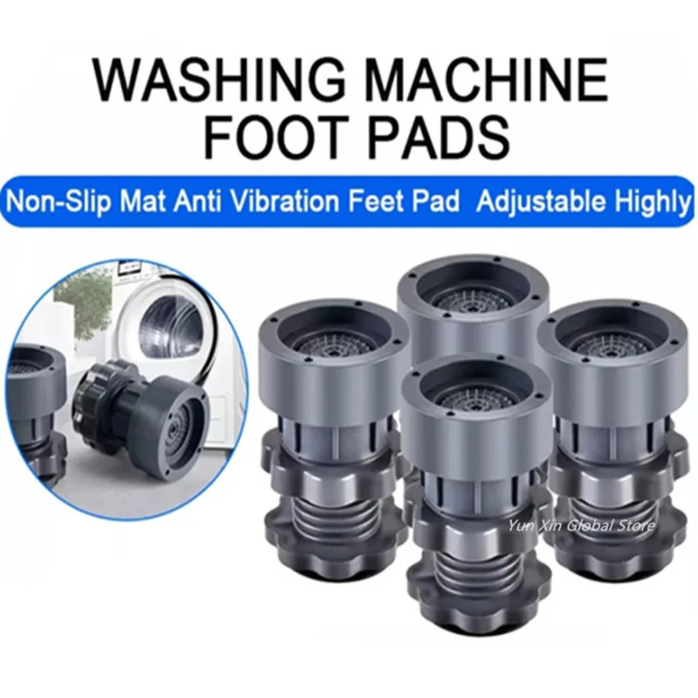 4Pcs-Washing-Machine-Foot-Pad-Adjustable-Height-Slipstop-Silent-Skid ...