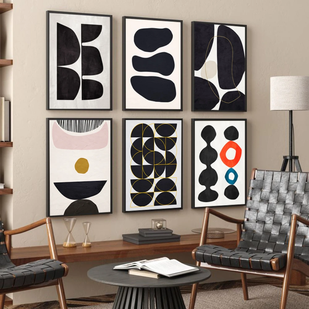 Boho-Art-Posters-with-Abstract-Black-Geometry-Shape-Canvas-Painting ...